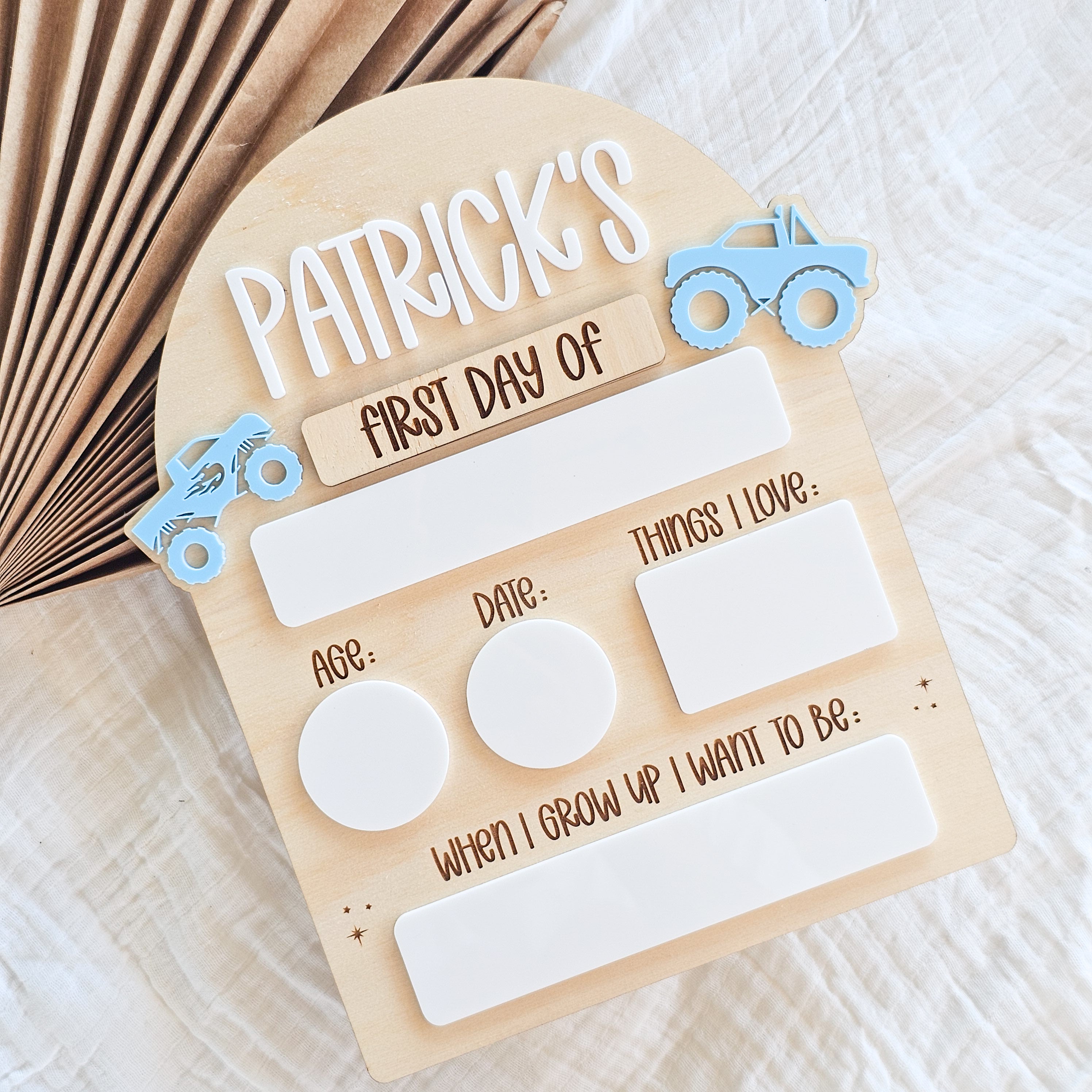 Large - First / Last Day Back to School Board - Monster Truck Design ...