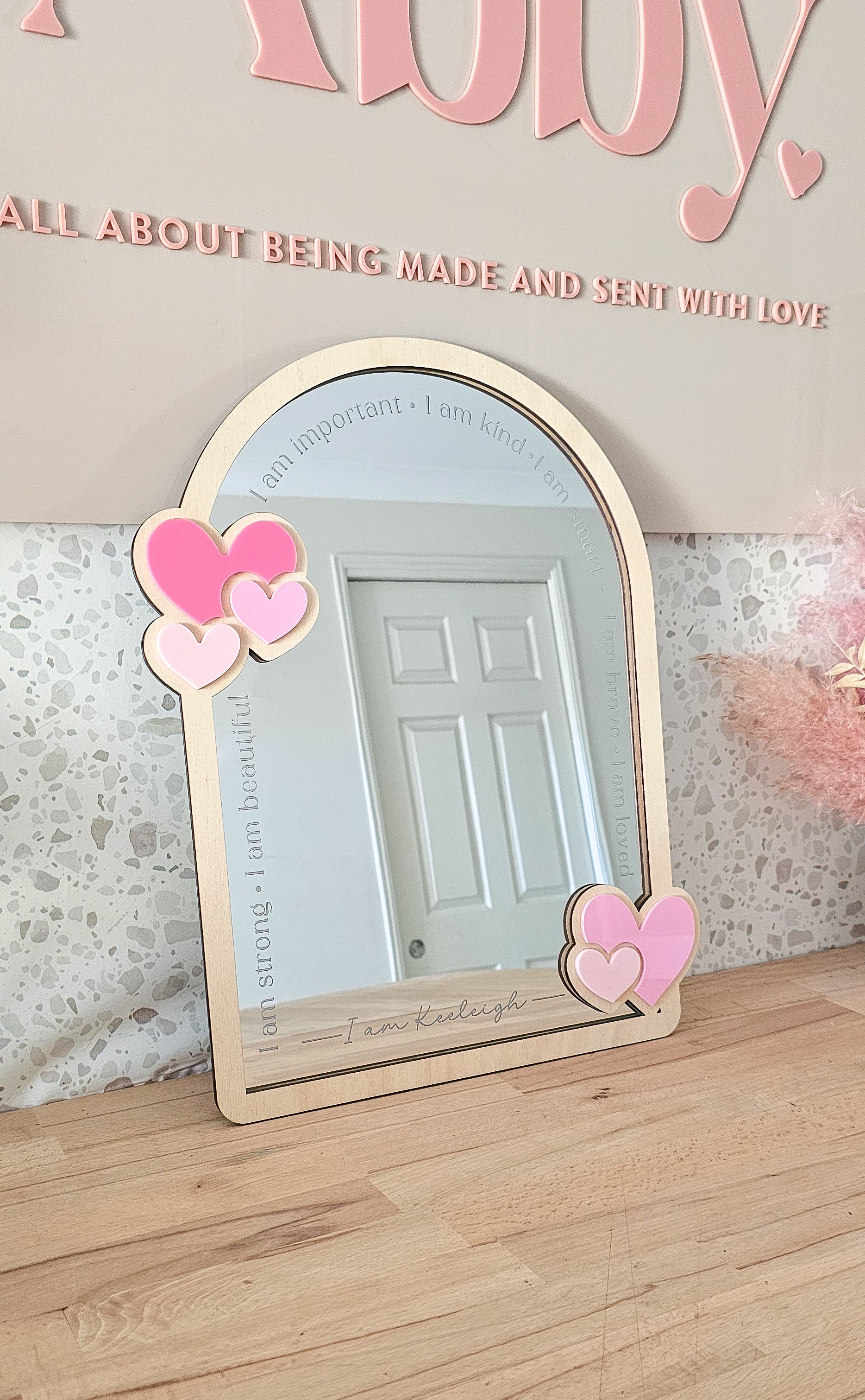 Personalised Daily Affirmation Mirror - Hearts – Love, Abby