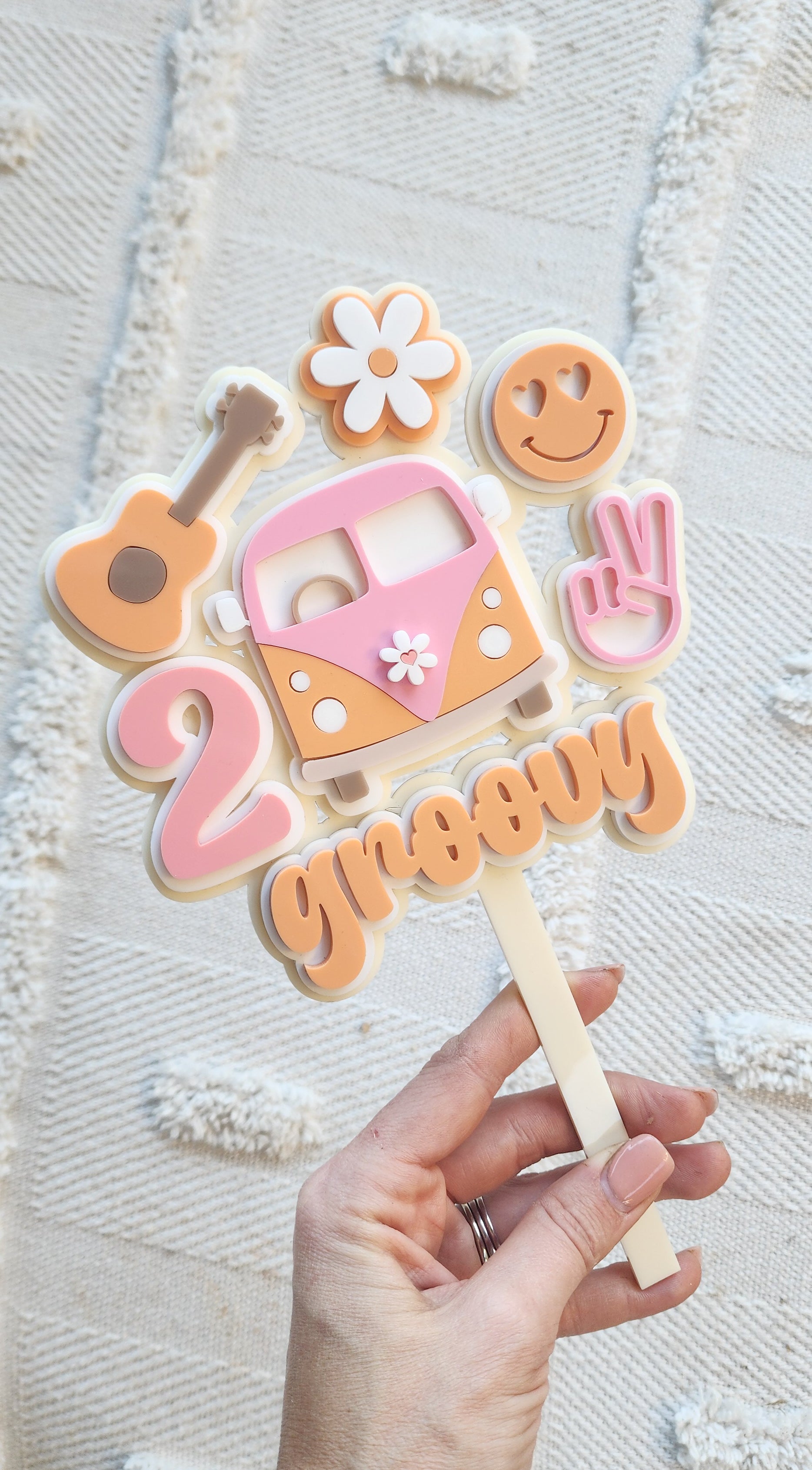 Retro groovy cake topper – Love, Abby