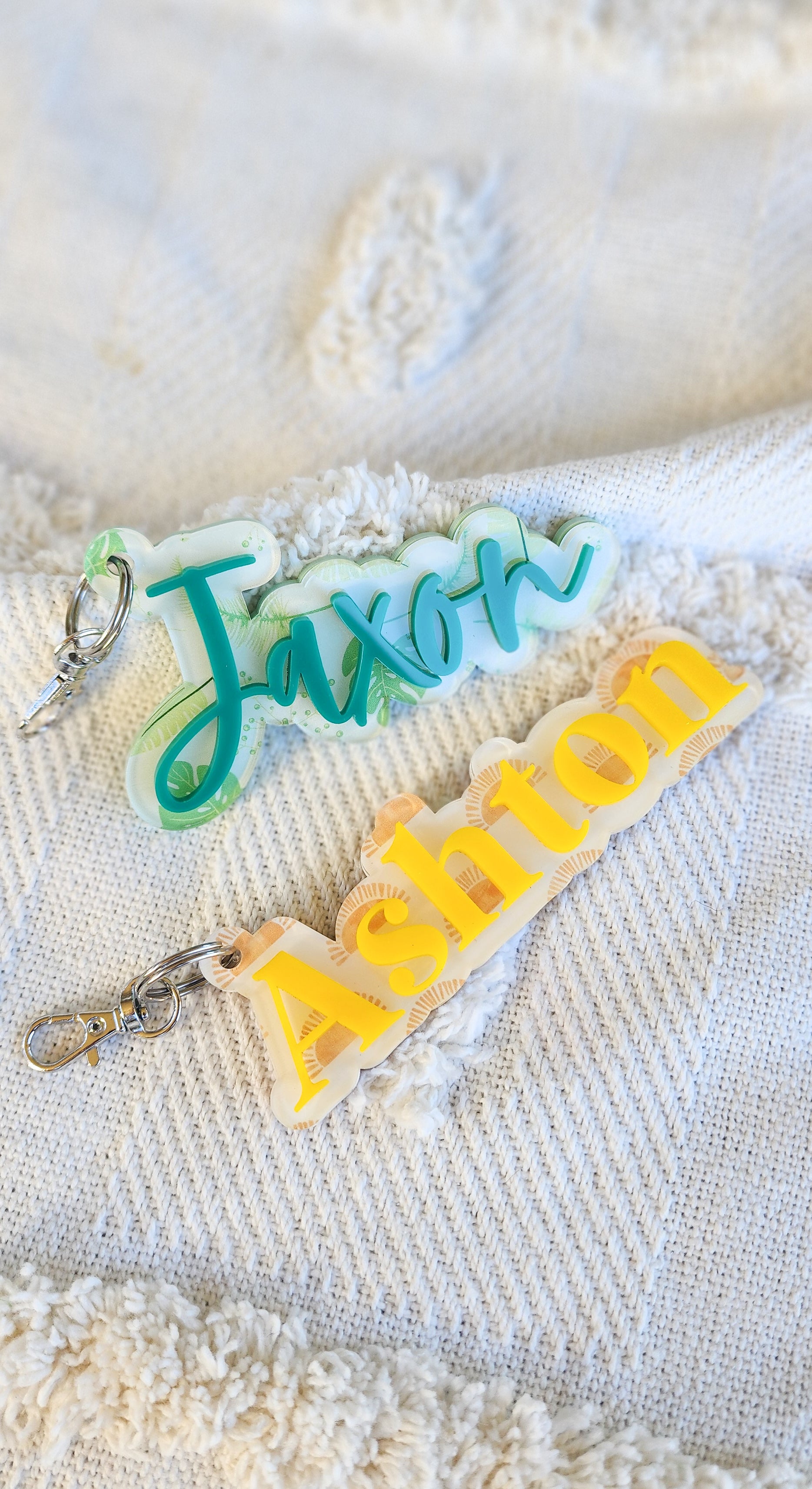 Printed Acrylic Layered Keychain – Love, Abby