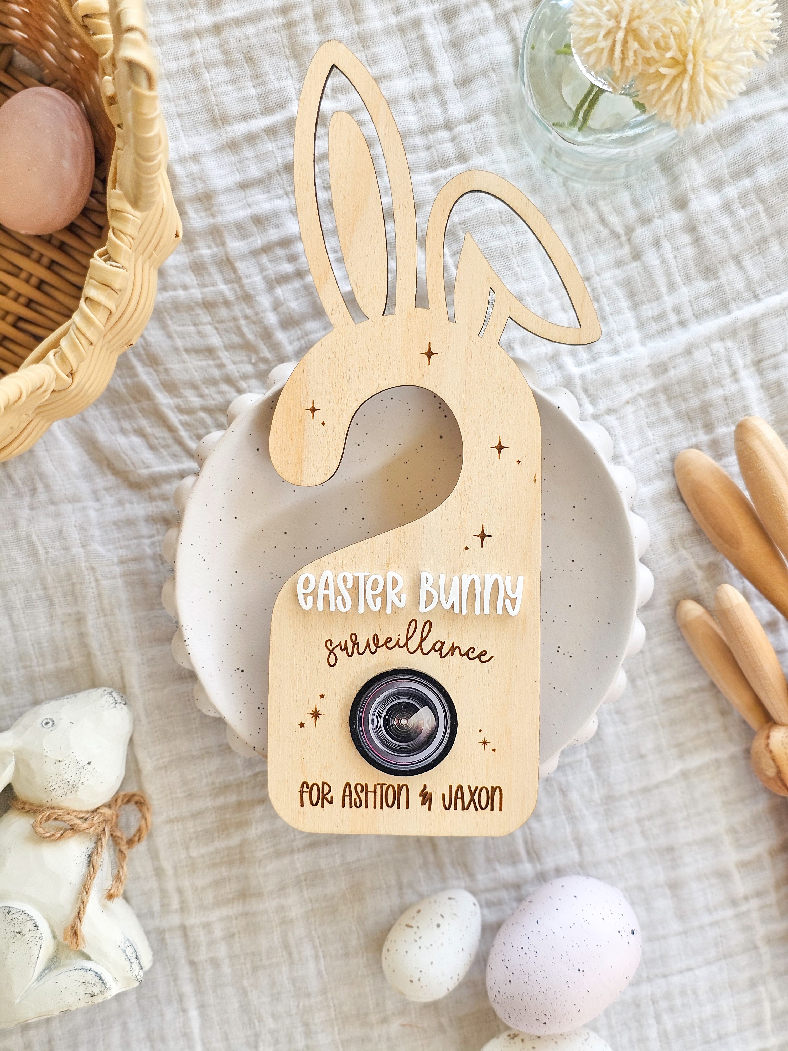 Easter Bunny Surveillance Cam Door Hanger – Love, Abby
