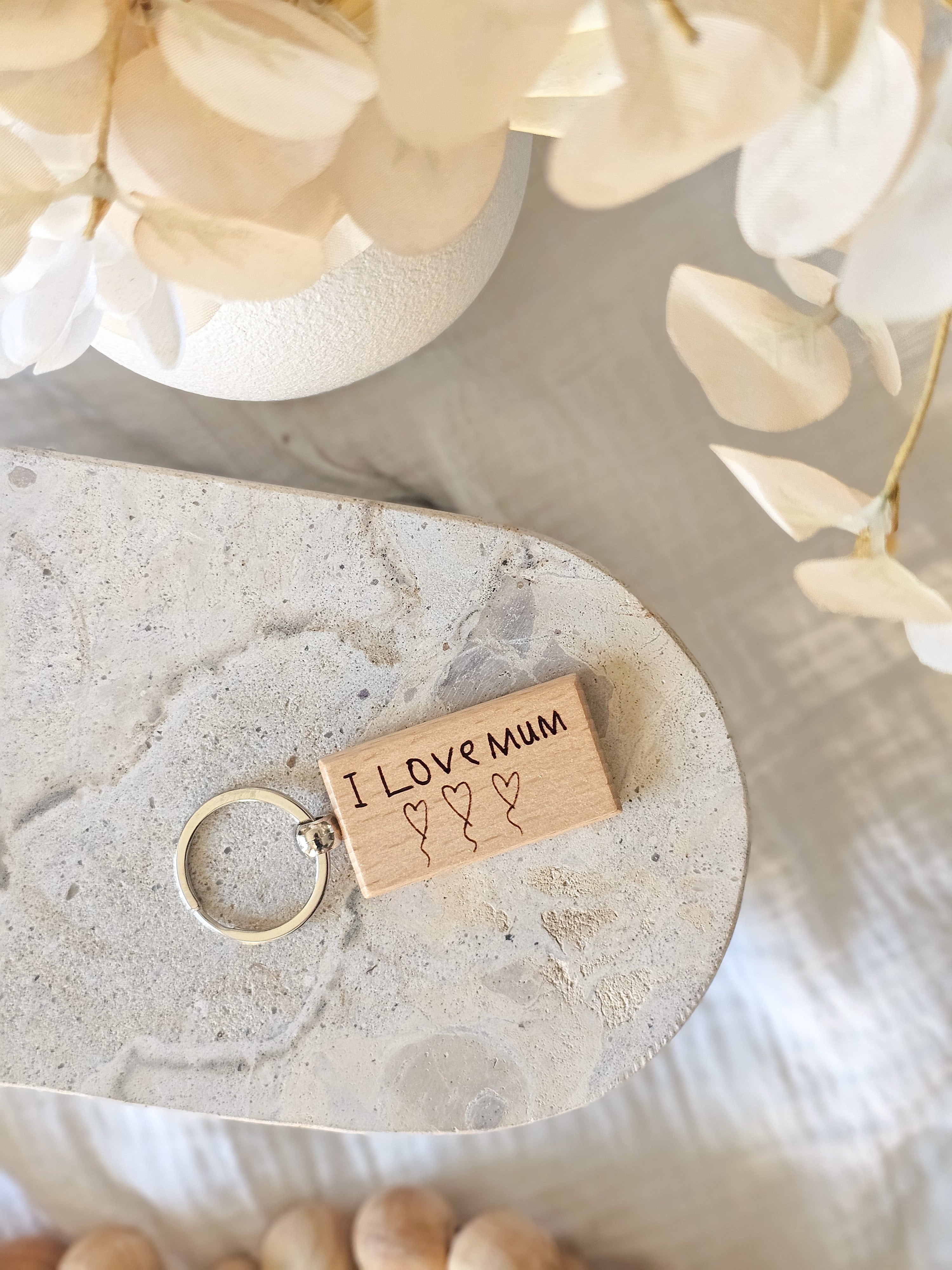 Custom Handwriting Timber Keyring – Love, Abby