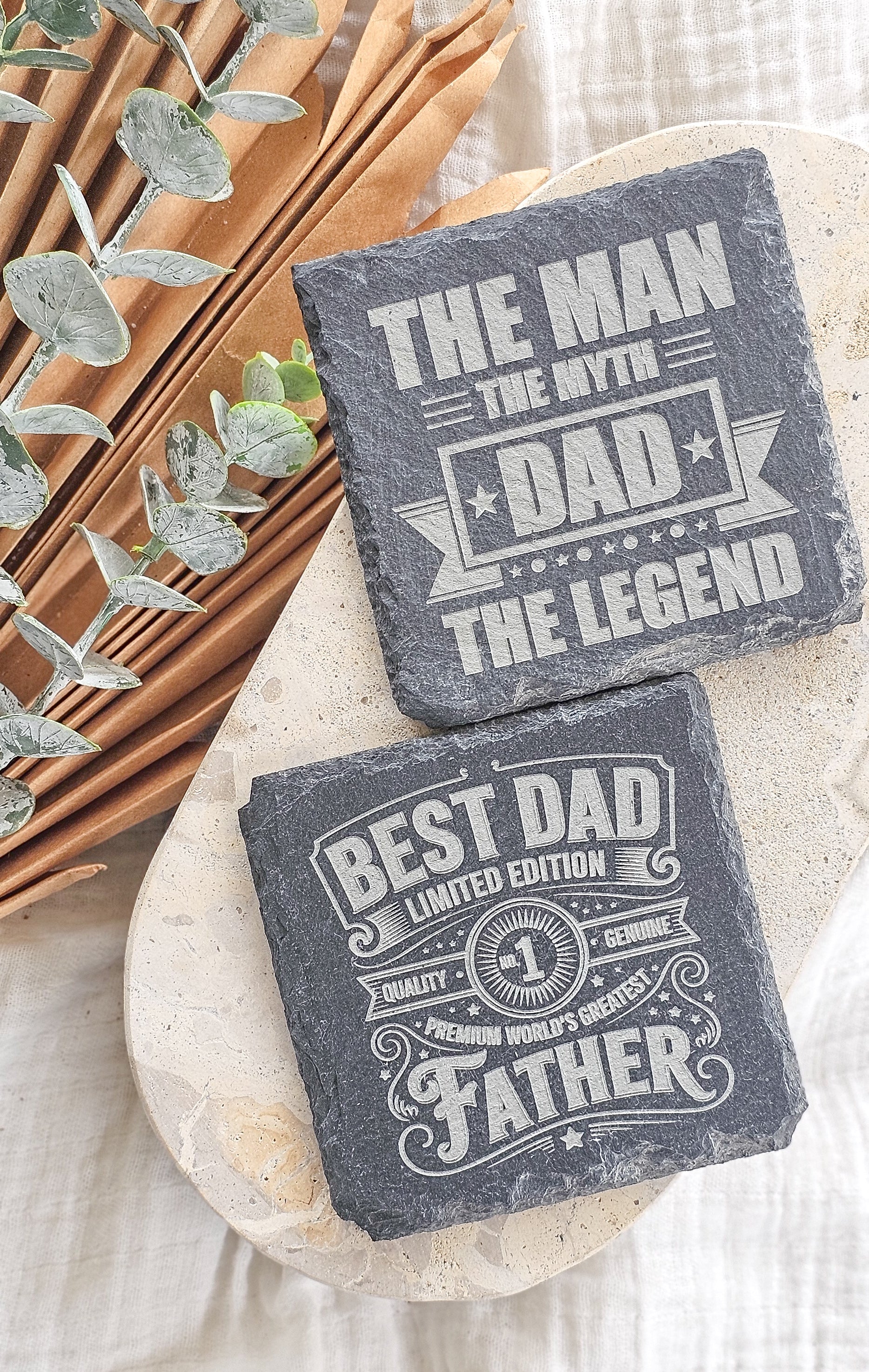 Father's Day Slate Coasters - Multiple Designs – Love, Abby