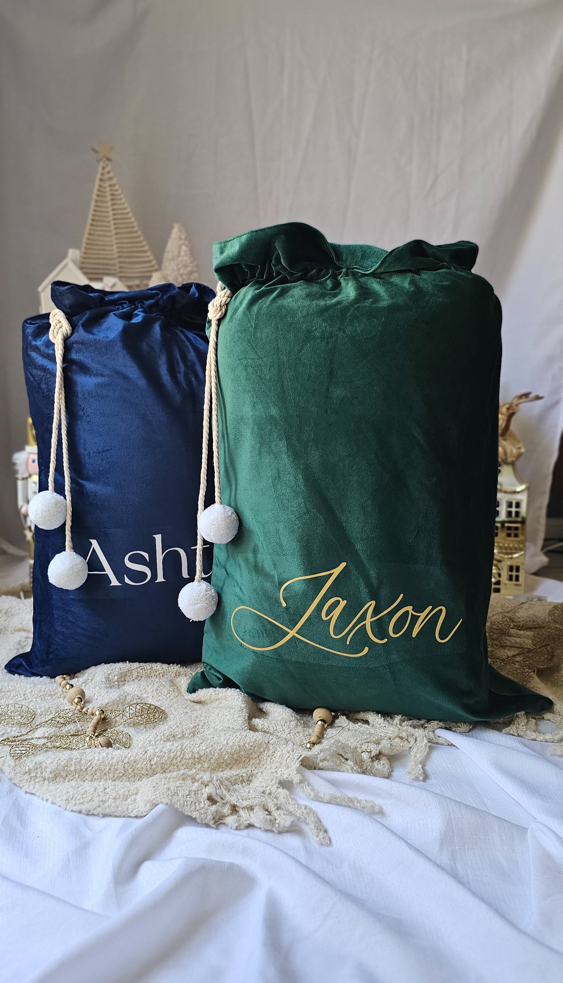 Personalised Deluxe Velvet Santa Sack- Multiple Colours – Love, Abby