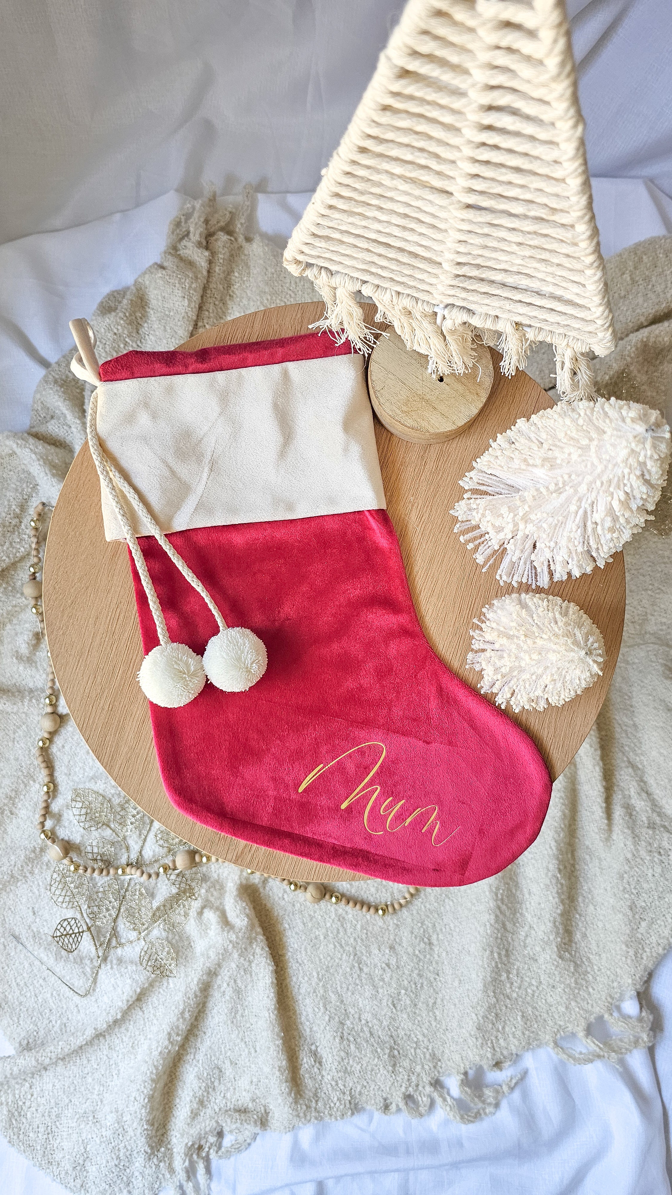 Personalised Deluxe Velvet Santa Stocking- multiple colours – Love, Abby
