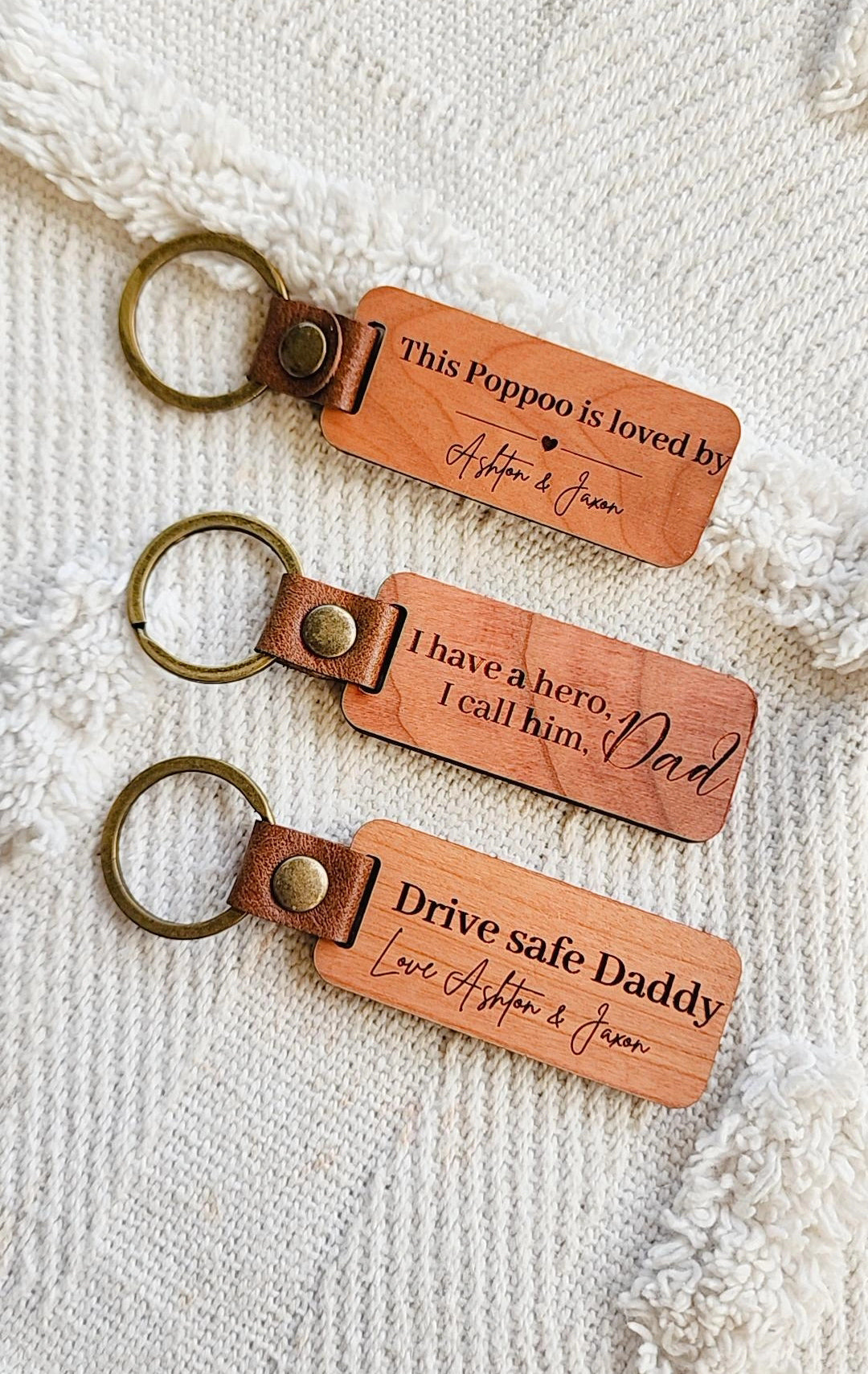 Timber Personalised Keyring – Love, Abby