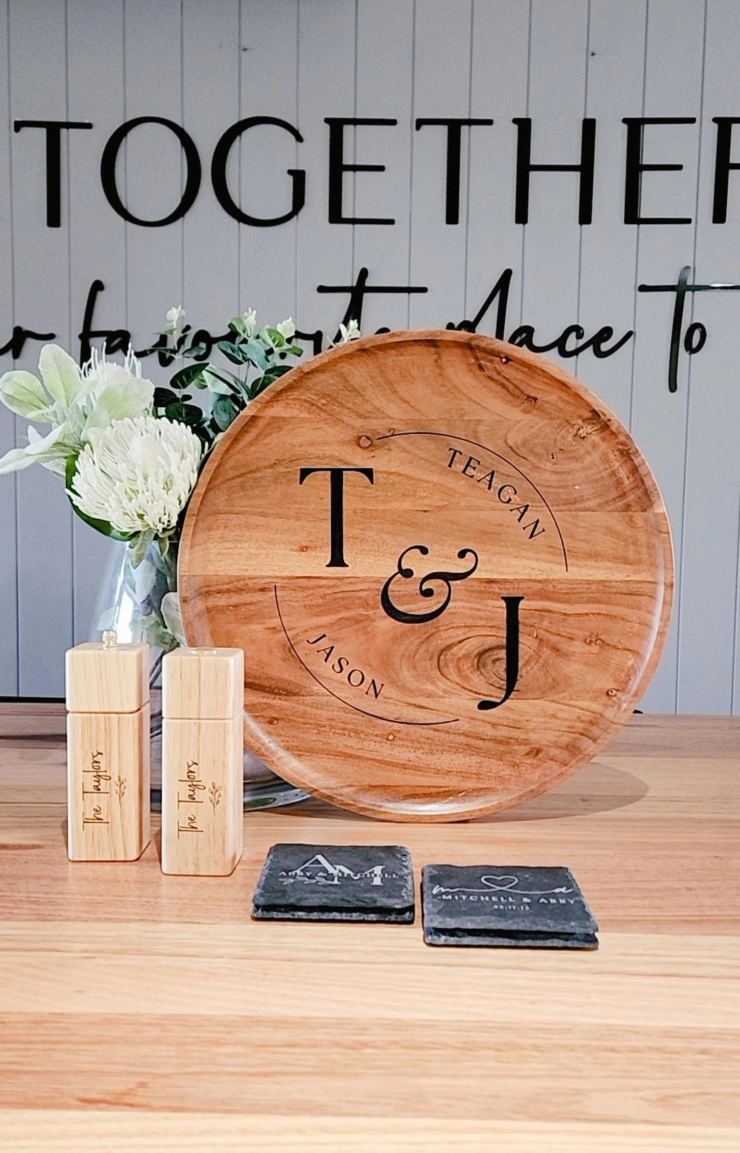 Board, Coasters & Salt & Pepper Set – Love, Abby