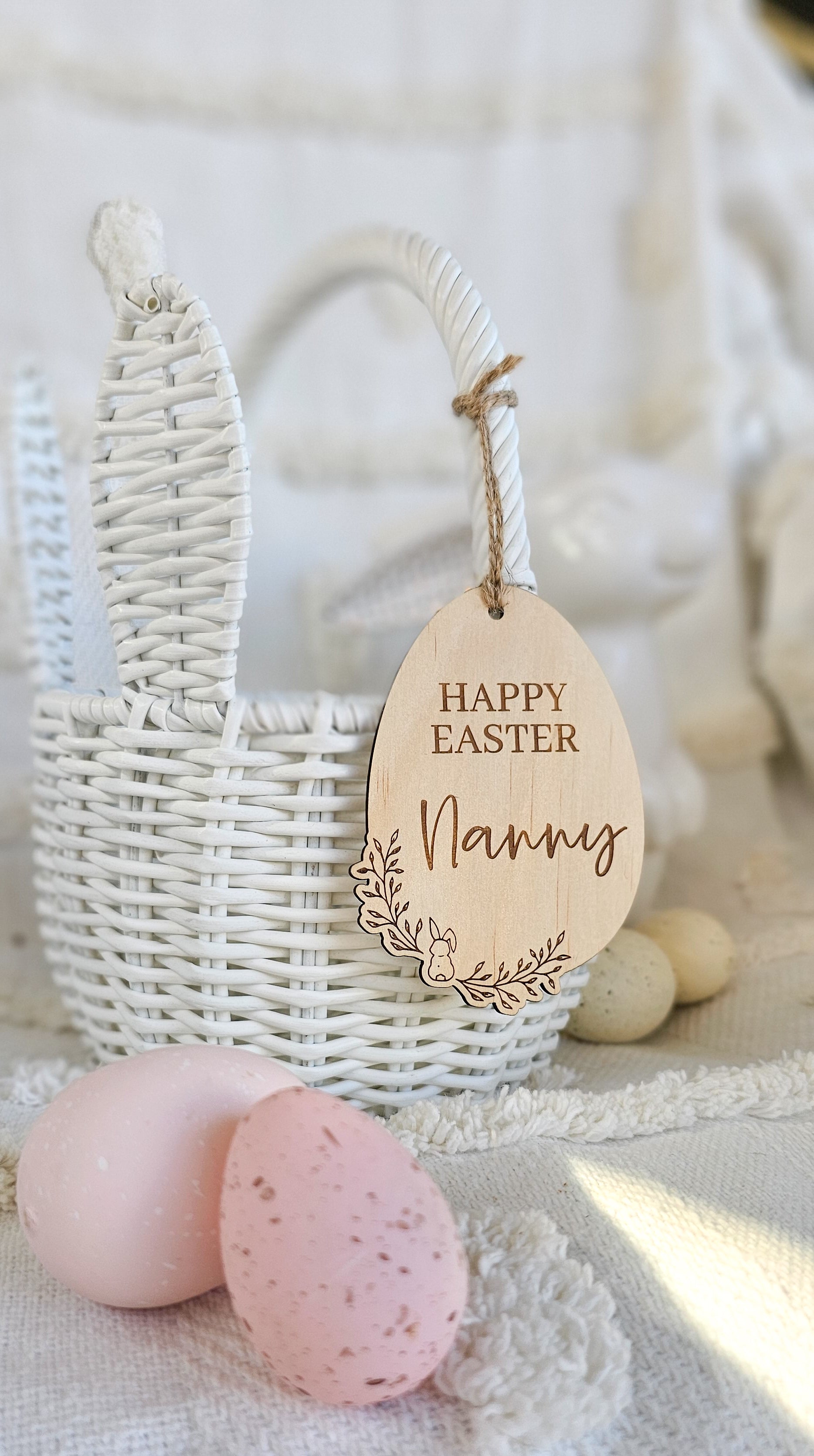 Leaf Wreath Easter Timber Tag – Love, Abby
