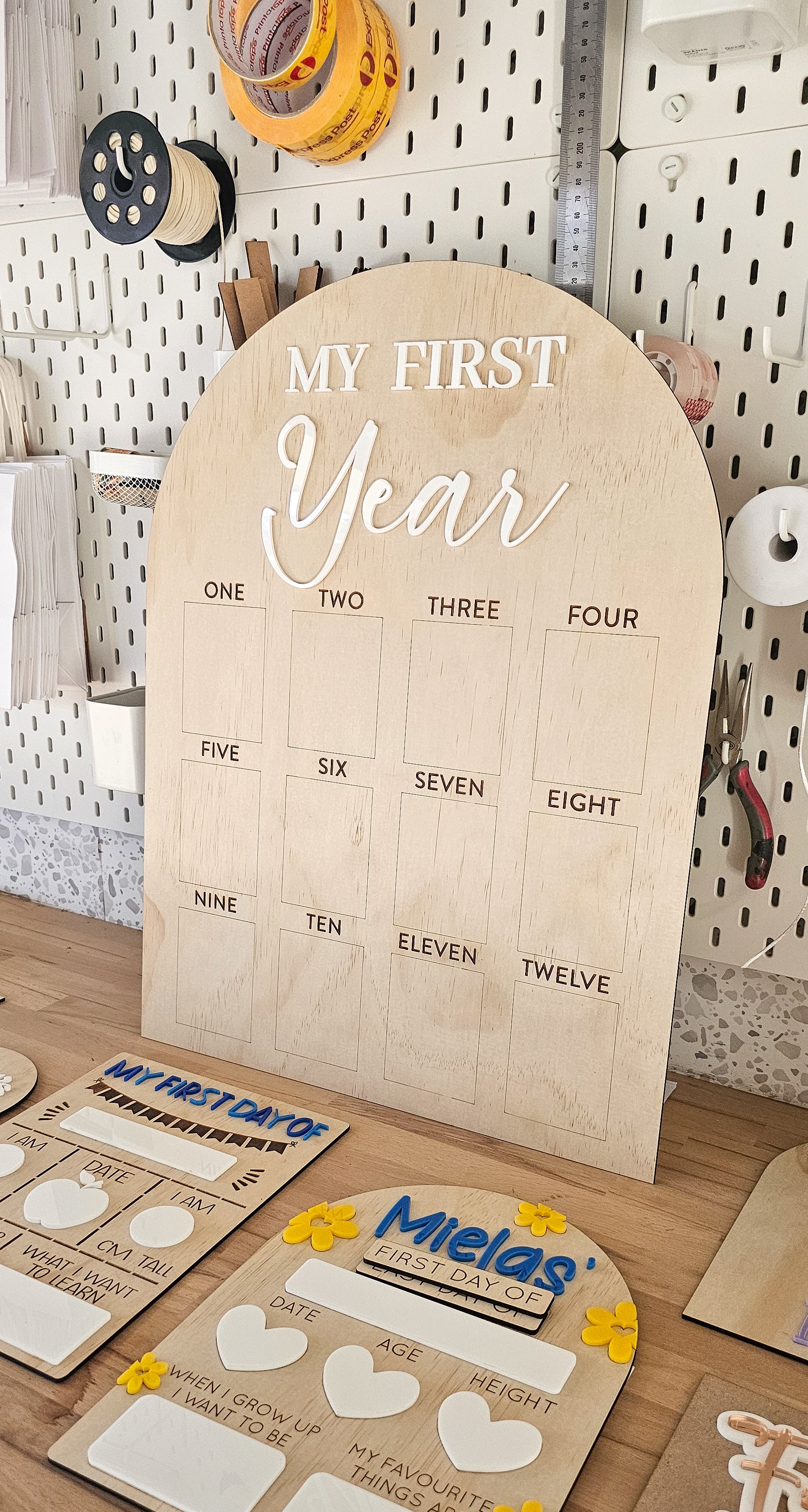 My first year birthday board – Love, Abby